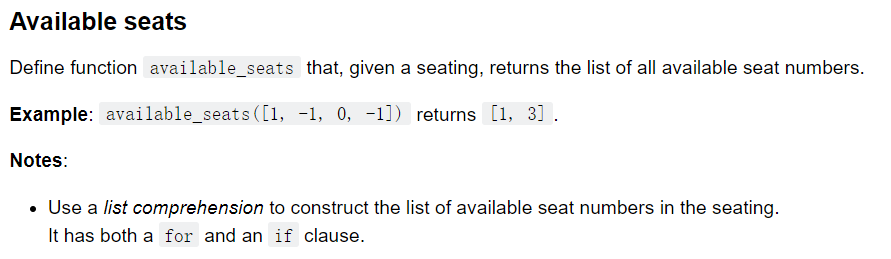 Solved Available seats Define function available_seats that, | Chegg.com