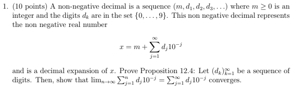 Solved (10 points) A non-negative decimal is a sequence | Chegg.com