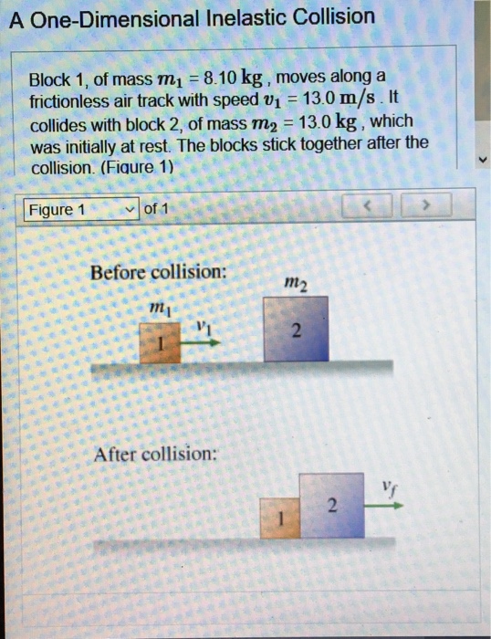 Solved A One-Dimensional Inelastic Collision Block 1, of | Chegg.com