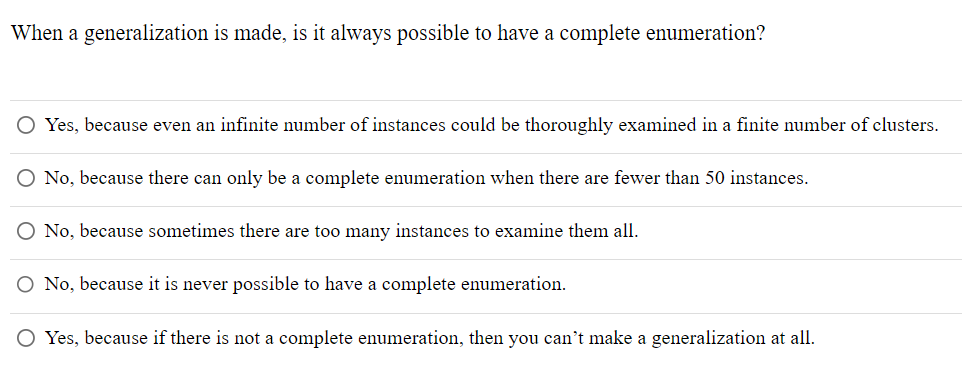 When a generalization is made, is it always possible | Chegg.com