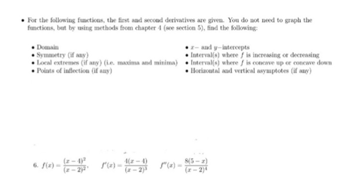 Solved For the following functions, the first and second | Chegg.com