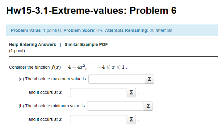Solved Hw15-3.1-Extreme-values: Problem 6 Problem Value: 1 | Chegg.com