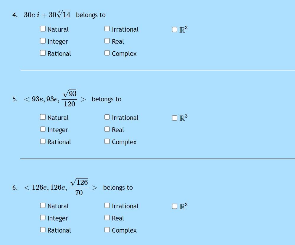 Solved 4. 30ei+30314 belongs to \begin{tabular}{lll} \hline | Chegg.com