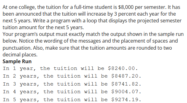 Solved At one college, the tuition for a full-time student | Chegg.com
