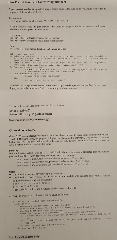 Solved Plus Perfect Numbers (Armstrong number) A plus | Chegg.com