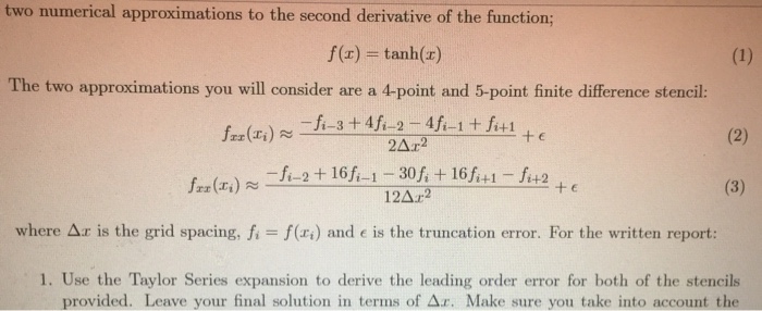 Solved two numerical approximations to the second derivative | Chegg.com