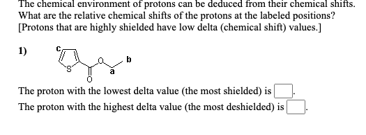 Solved The chemical environment of protons can be deduced | Chegg.com