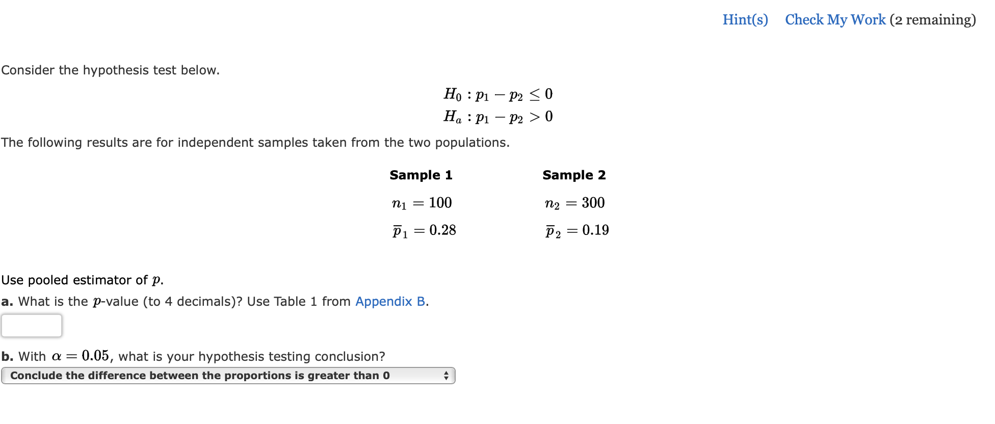 Solved Hint(s) Check My Work (2 remaining) Consider the | Chegg.com