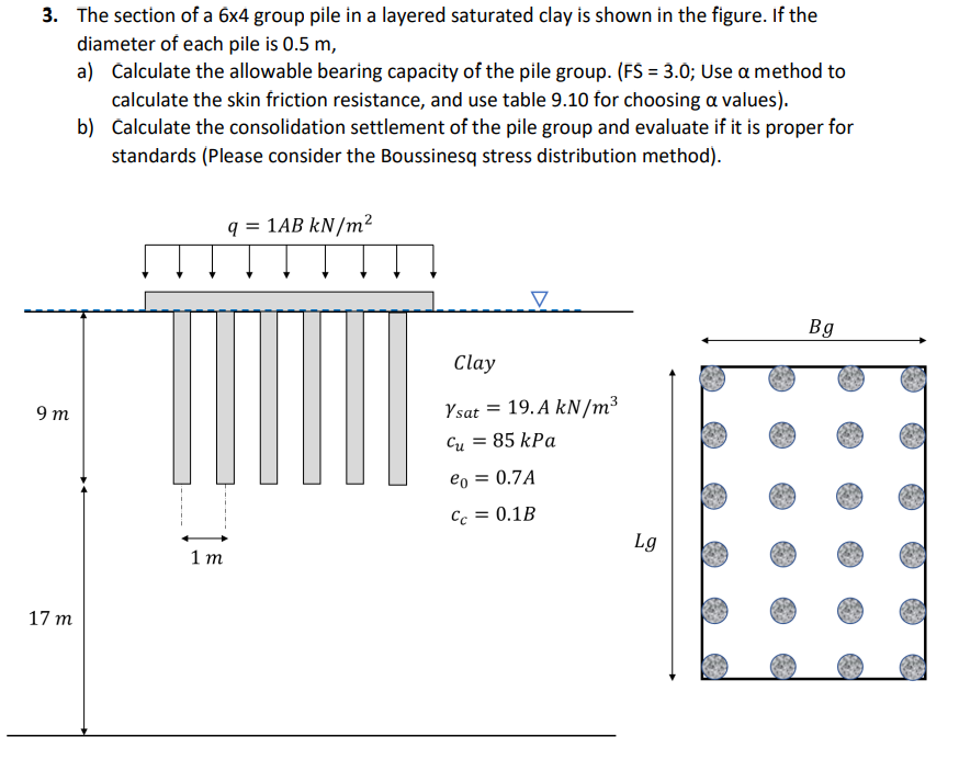 Solved 3. The section of a 6×4 group pile in a layered | Chegg.com