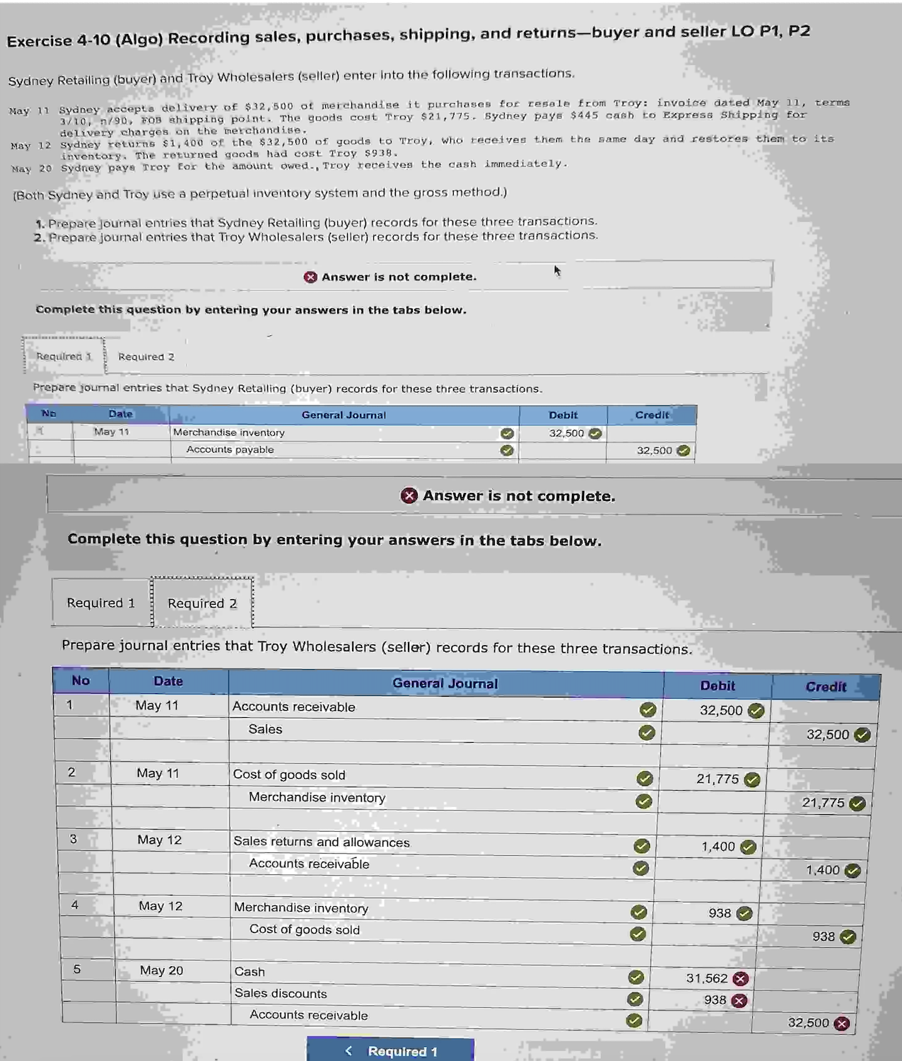 Solved Exercise 4-10 (Algo) Recording sales, purchases, | Chegg.com