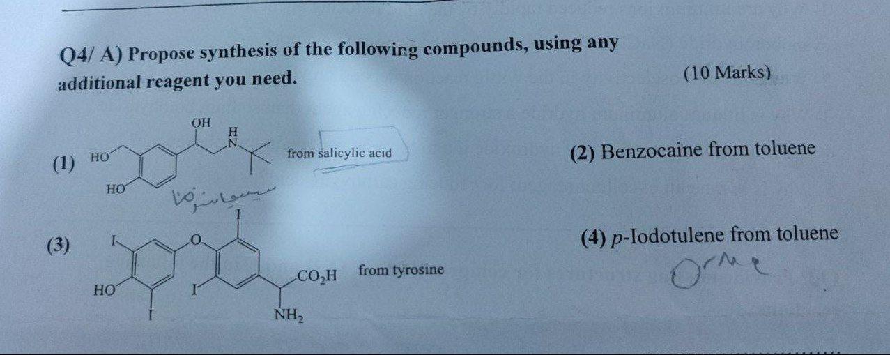 Solved Q4/ A) Propose synthesis of the following compounds, | Chegg.com