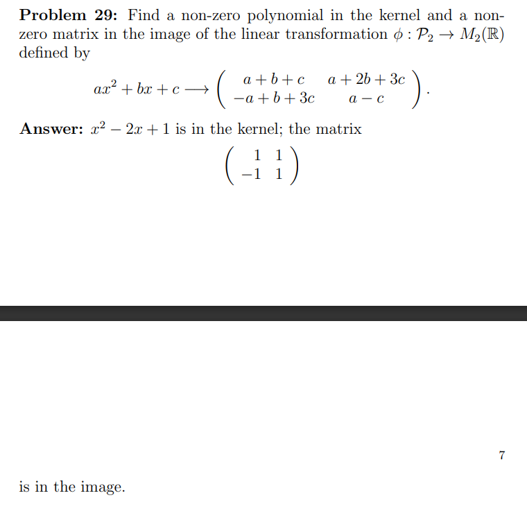 Solved Problem 29: Find a non-zero polynomial in the kernel | Chegg.com