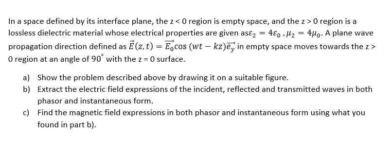 Solved In a space defined by its interface plane, the z