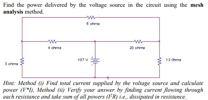 Solved Find the power delivered by the voltage source in the | Chegg.com