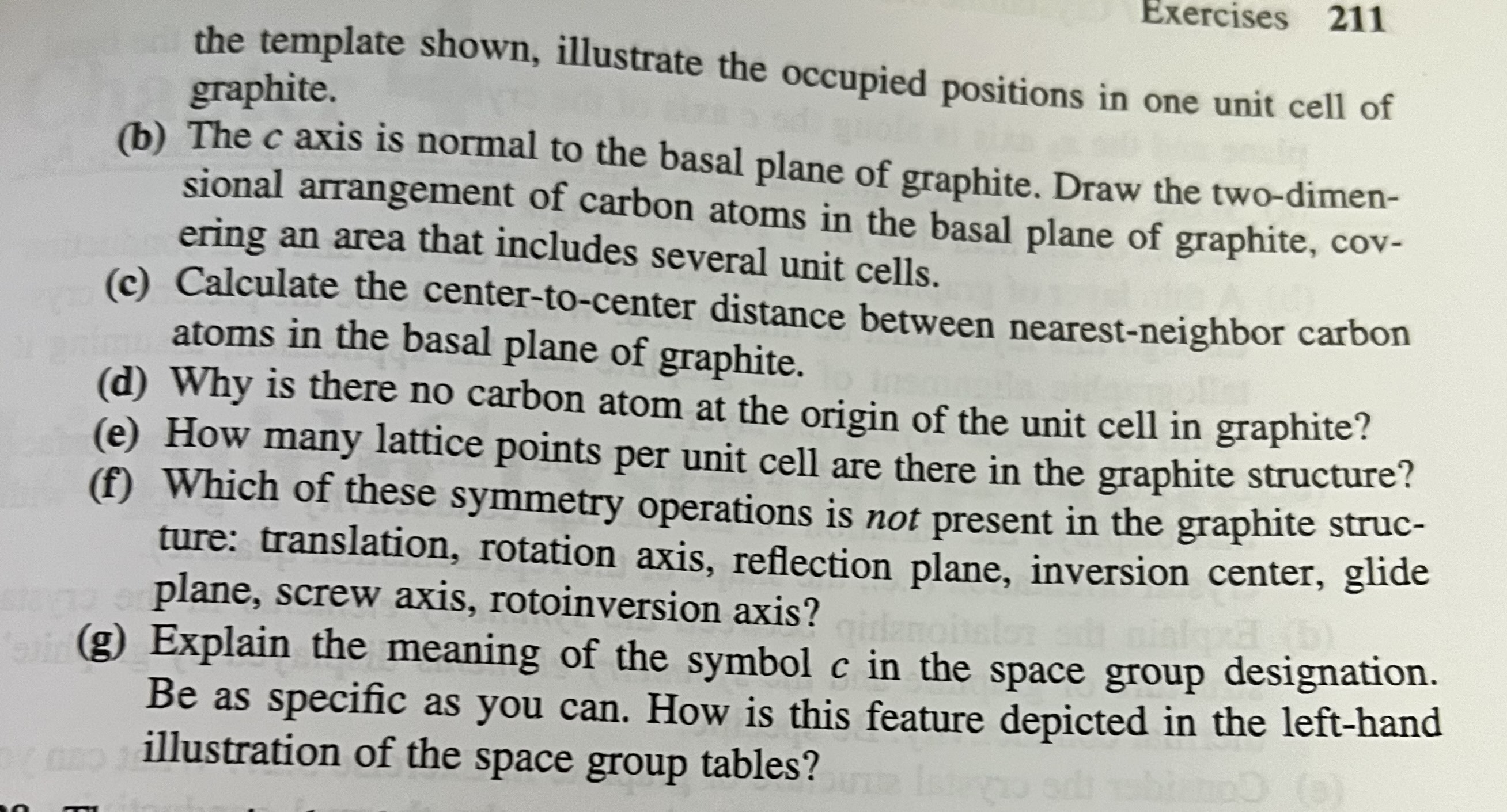 Solved 3.27. The space group of graphite is P63/mmc (No. | Chegg.com