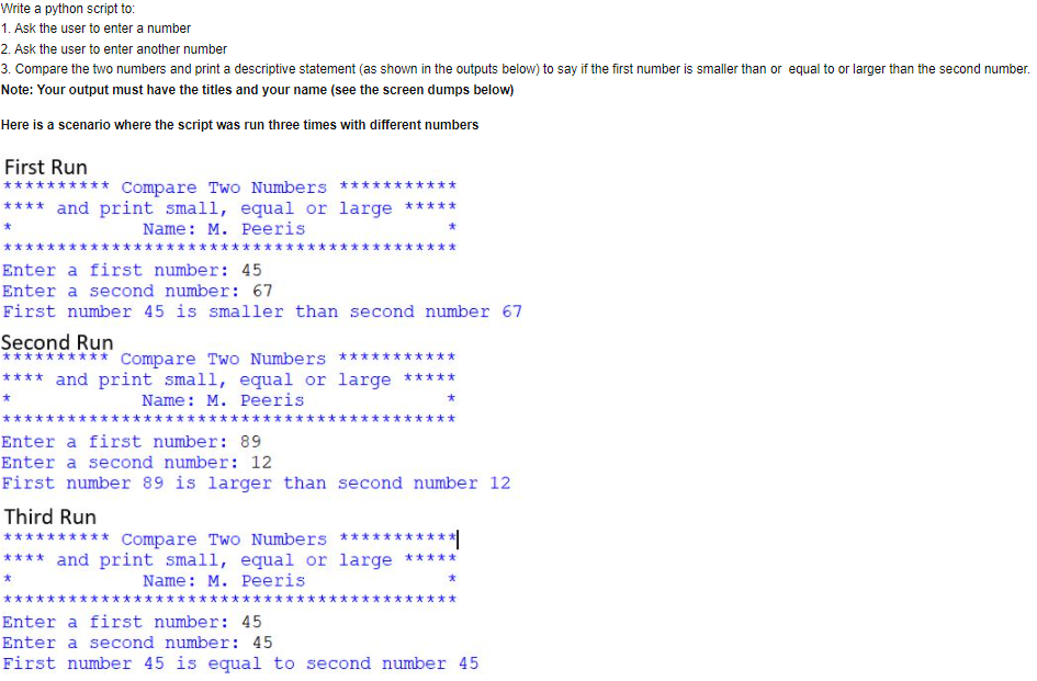 Solved Write a python script to: 1. Ask the user to enter a | Chegg.com