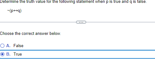 Solved Determine the truth value for the following statement | Chegg.com