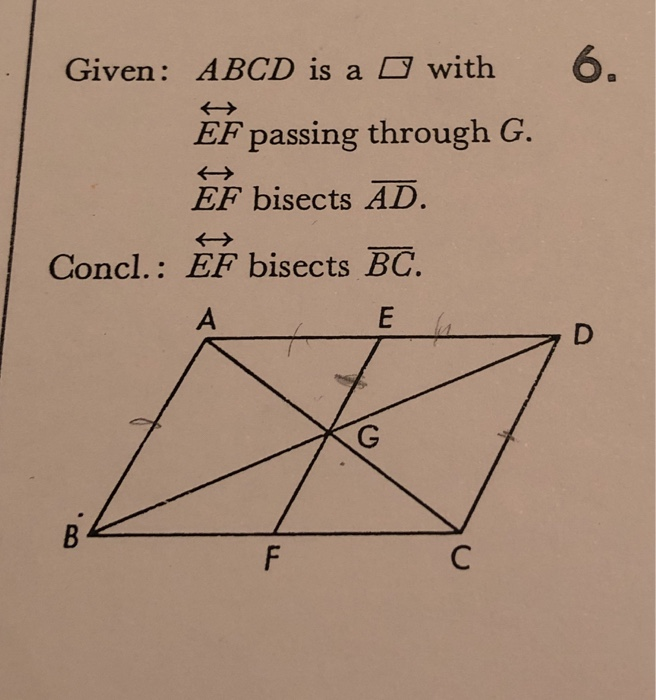 Solved Given: ABCD is a with O. EF passing through G EF | Chegg.com