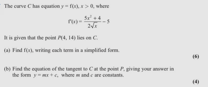 Solved The curve C has equation y = f(x), x > 0, where 5x2 + | Chegg.com