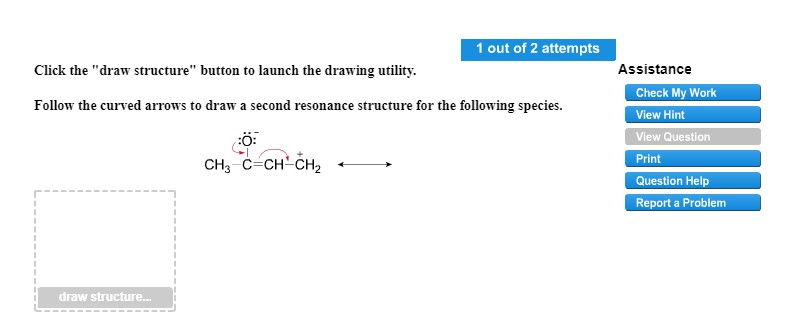 Solved 1 out of 2 attempts Click the "draw structure" button | Chegg.com