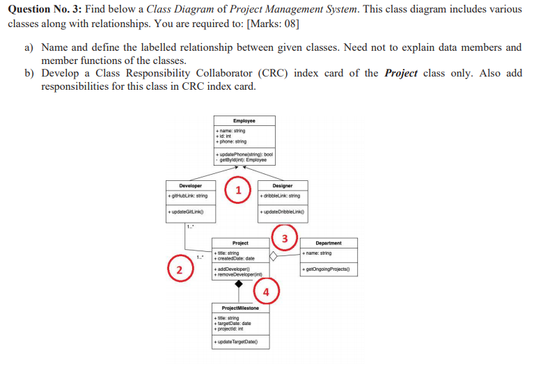 Solved Question No. 1: Find Below A Class Diagram Of Project 