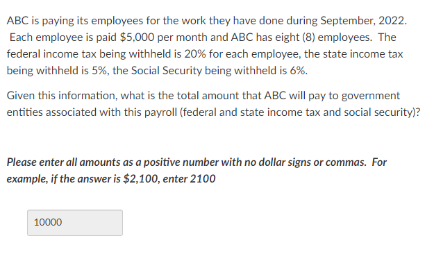 Solved ABC is paying its employees for the work they have | Chegg.com