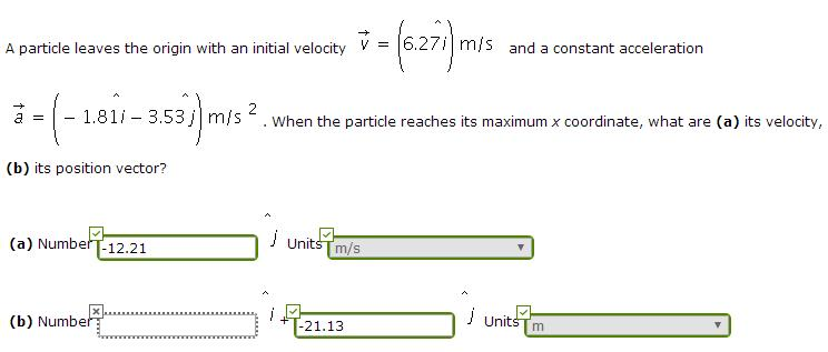 Solved A particle leaves the origin with an initial velocity | Chegg.com