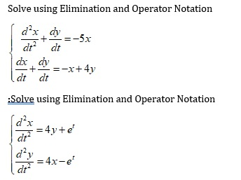 Solved Solve using Elimination and Operator Notation dx dy | Chegg.com