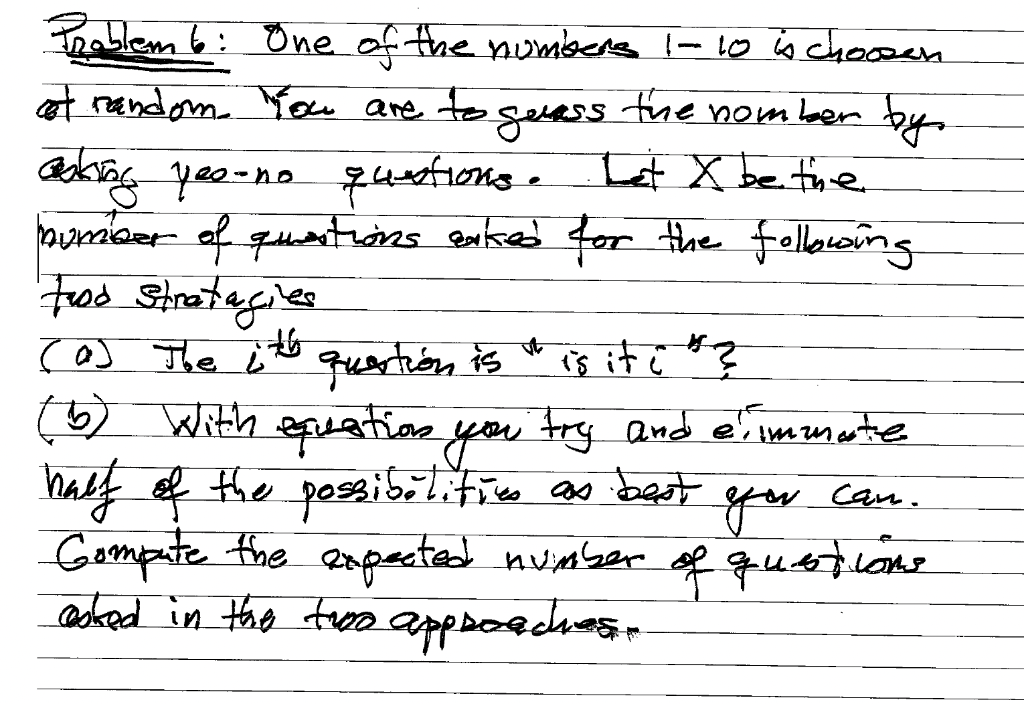 Solved Problem 6: One of the numbers 1-10 is choosen at | Chegg.com