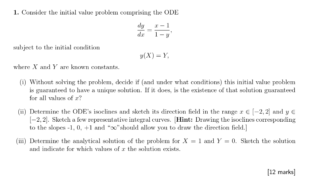 Solved 1. Consider the initial value problem comprising the | Chegg.com