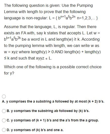 Solved The following question is given: Use the Pumping | Chegg.com