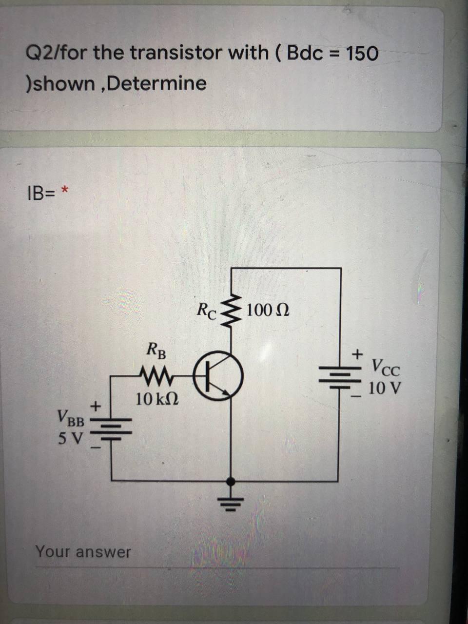 Solved 02/for the transistor with (Bdc = 150 shown , | Chegg.com