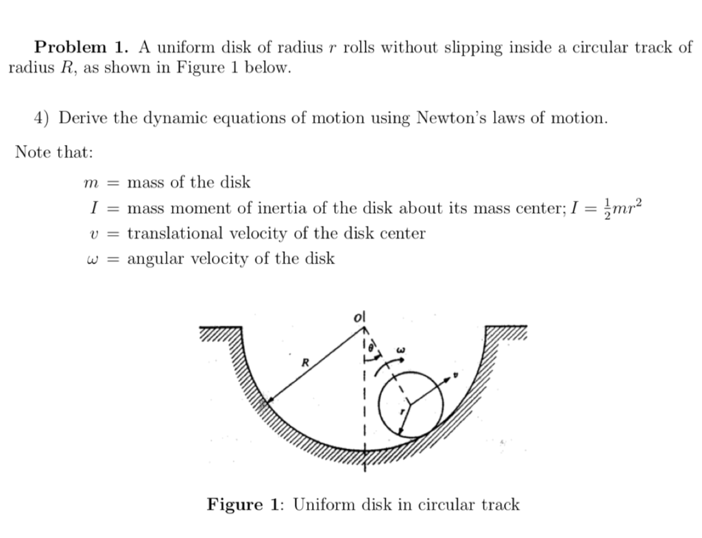Solved Problem 1. A uniform disk of radius r rolls without | Chegg.com