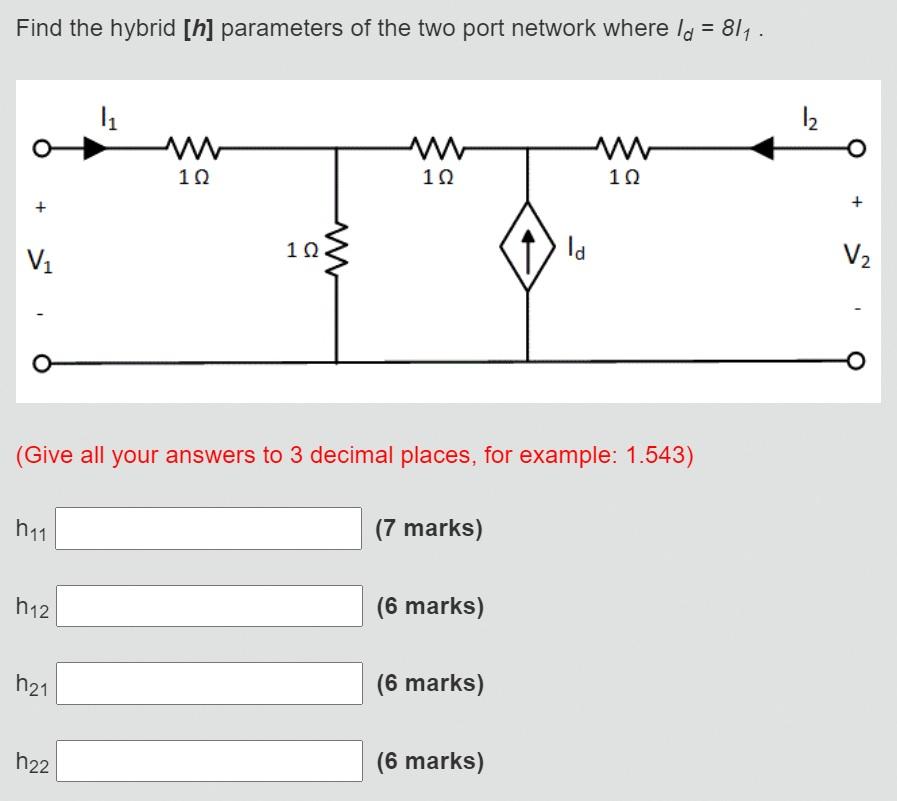 Solved Find the hybrid [h] parameters of the two port | Chegg.com