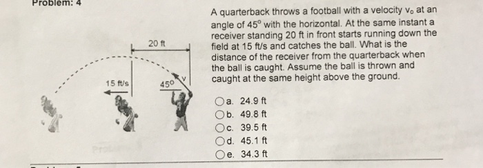Solved A quarterback throws a football with a velocity v_o | Chegg.com