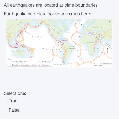 Solved All earthquakes are located at plate boundaries. | Chegg.com