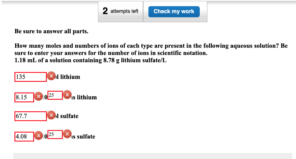 Solved 2 attempts left Check my work Be sure to answer all | Chegg.com