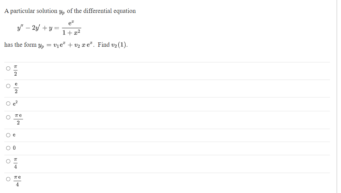 Solved A particular solution yp of the differential equation | Chegg.com