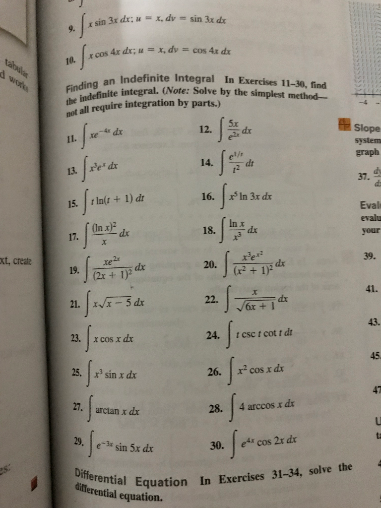 Solved x sin 3x dx; ux, dv- sin 3x dx .cos 4x dr;-: x, | Chegg.com