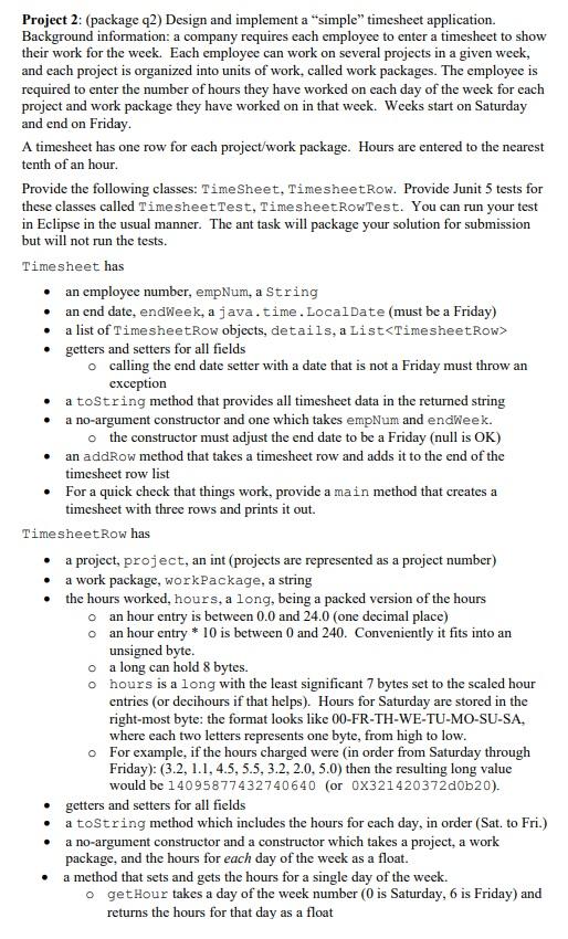 Solved Project 2: (package q2) Design and implement a | Chegg.com