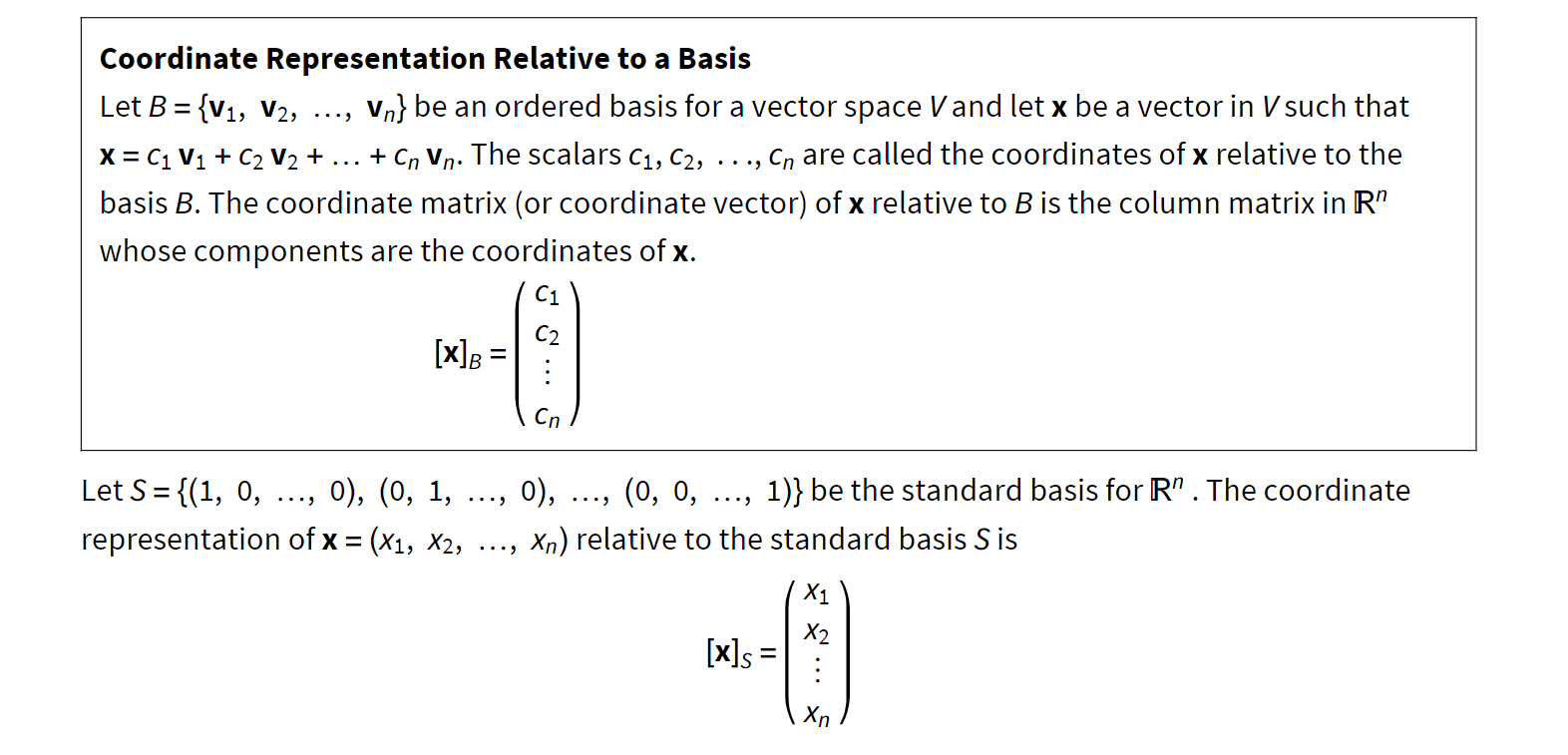 Solved Coordinate Representation Relative to a Basis Let B = | Chegg.com