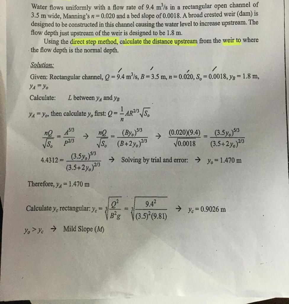Solved Water flows uniformly with a flow rate of 9.4 m3/s in | Chegg.com