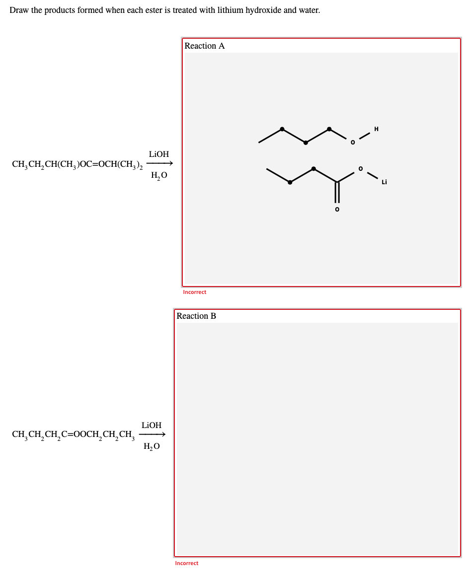 Solved Draw the products formed when each ester is treated | Chegg.com