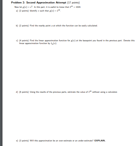 Solved Problem 2: Second Approximation Attempt (17 | Chegg.com