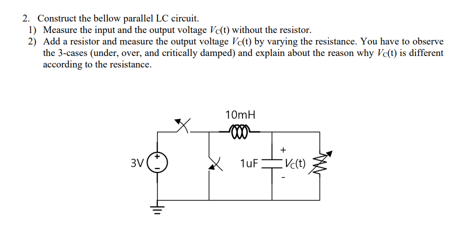 Solved 2. Construct the bellow parallel LC circuit. 1) | Chegg.com