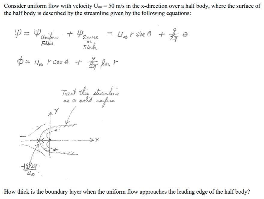 Solved Consider uniform flow with velocity Ugo = 50 m/s in | Chegg.com