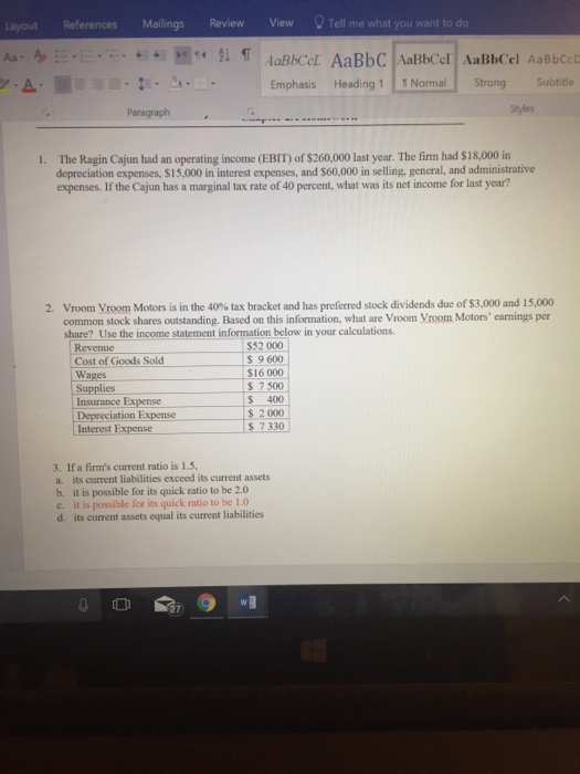 Solved Layout References Mailings Review View Tell me what | Chegg.com