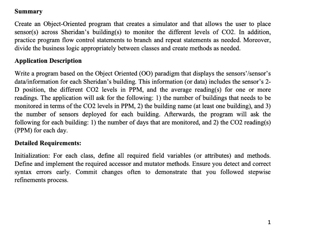 Solved Summary Create An Object Oriented Program That