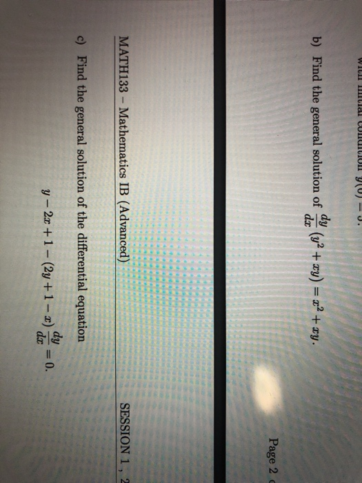 Solved b) Find the general solution of d7 y. Page 2 MATH133- | Chegg.com