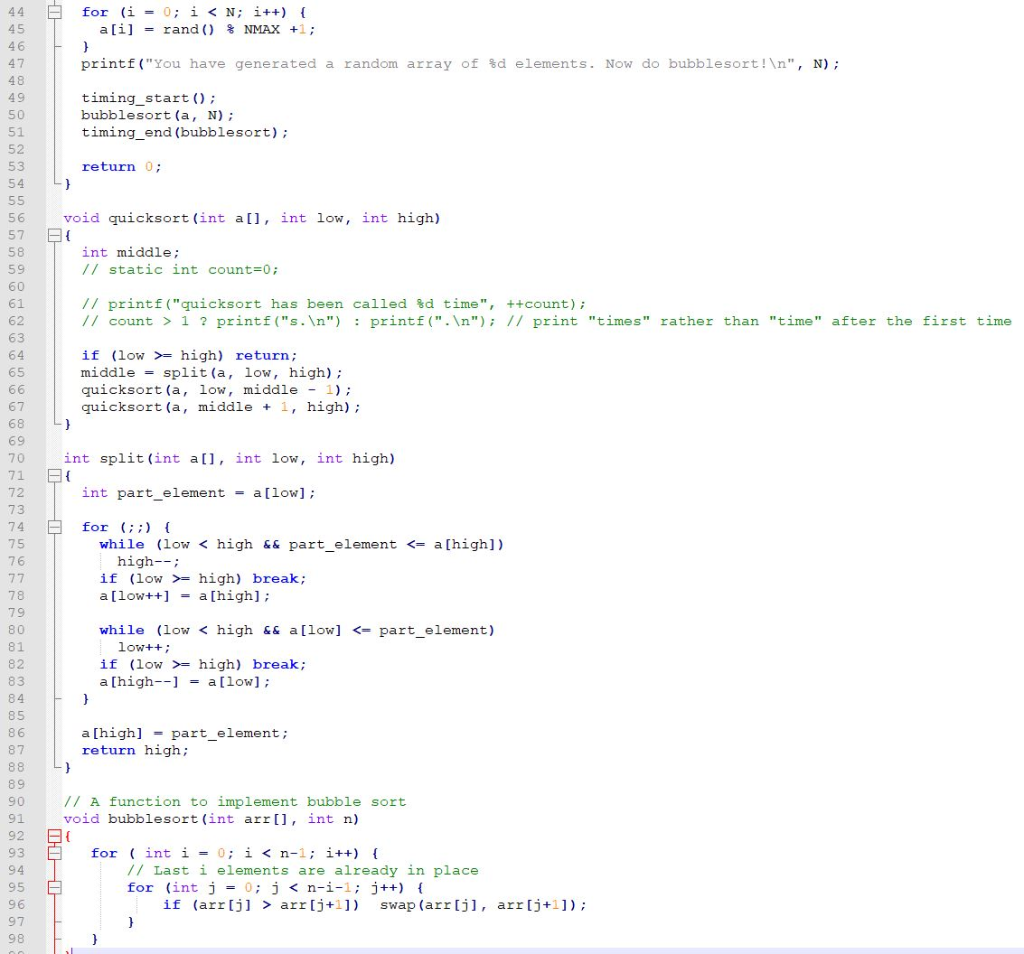 In the qsort program discussed in class, we were able | Chegg.com
